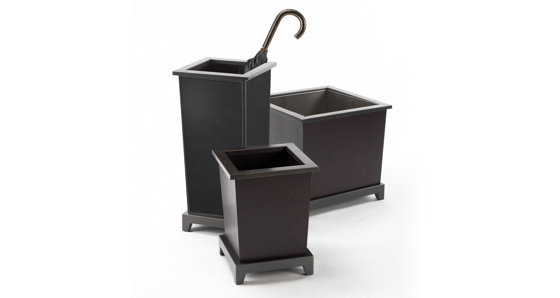Promemoria | Santos: Umbrella Stand, Flowerpot, Wastepaper Bin and Oak Tray
