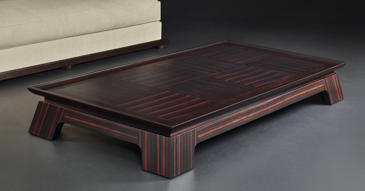 Plenilune: Coffee Table in Wood and Top with Squared Design | Promemoria