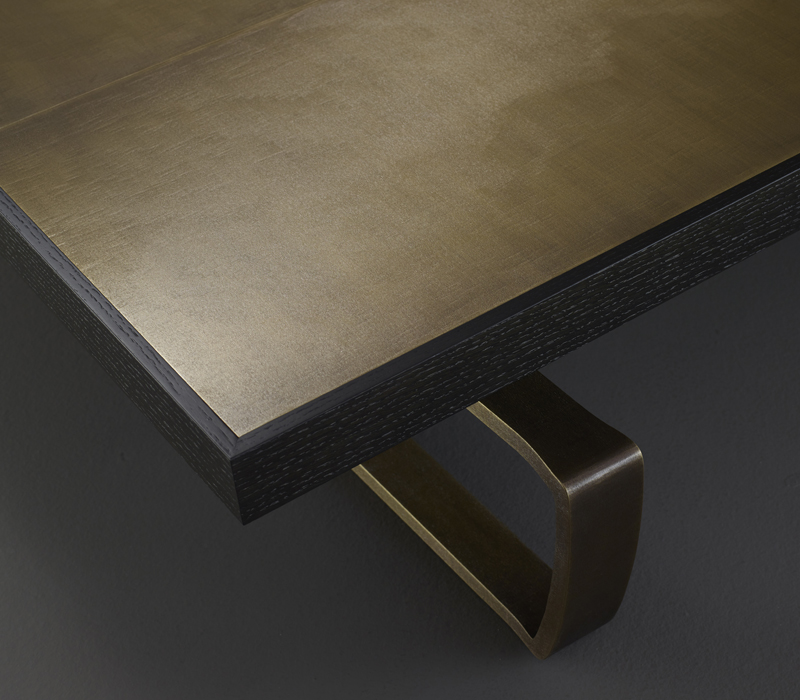 Promemoria | Saint Moritz: Coffee Table in Bronze with Wooden Top