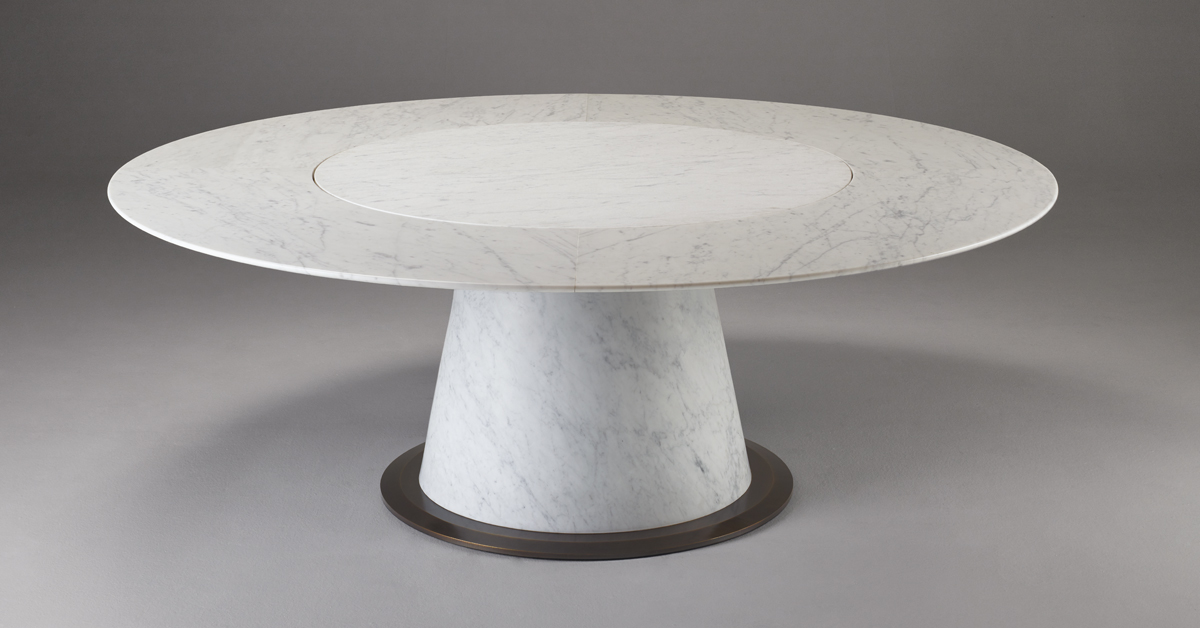 Promemoria | Rolando: monumental dining table in white Carrara marble